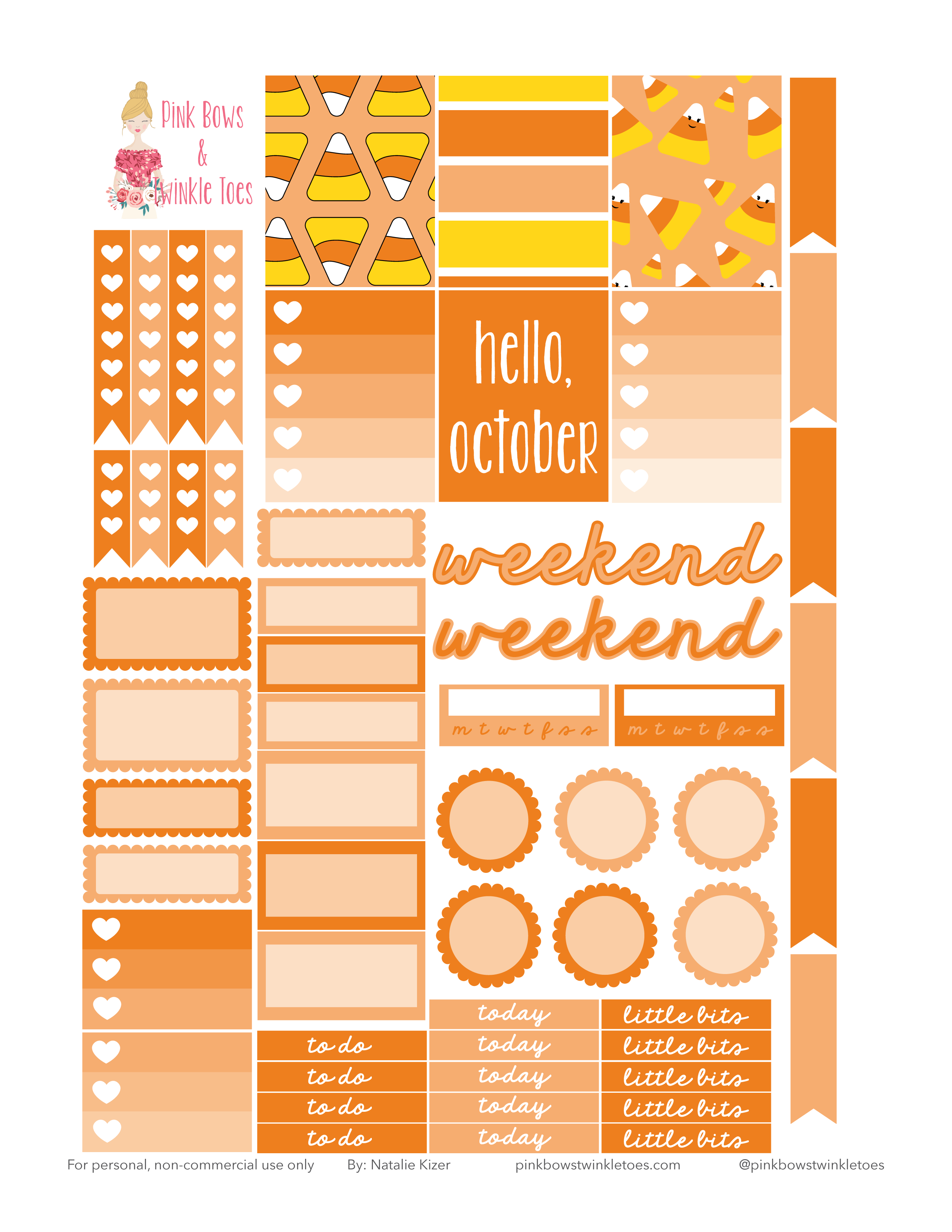 October Functional Planner Stickers: Free Printable - Pink Bows ...